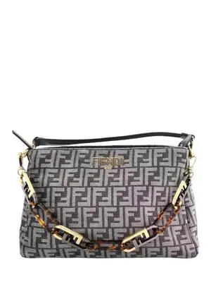 Fendi O'lock Zip Shoulder Bag Zucca Chenille Hobo Bag - Grey