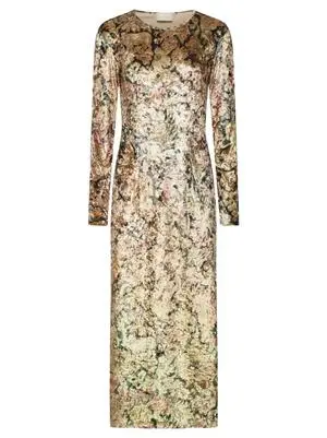 PIERRE-LOUIS MASCIA Pierre-Louis Mascia Floral-Print Midi Dress Neutrals