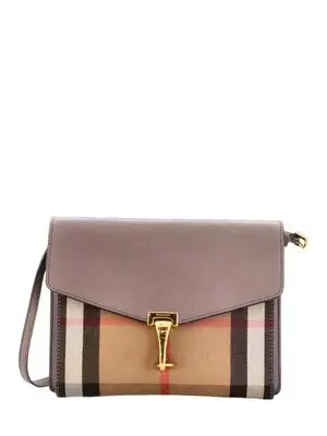 BURBERRY Burberry Macken Leather And House Check Canvas Cross Body Bag