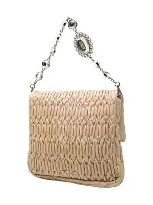 Miu Miu Matelasse Nappa Crystal Chain Satchel - Neutrals