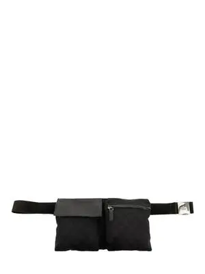 Gucci Gg Canvas Double Pocket Belt Bag - Black