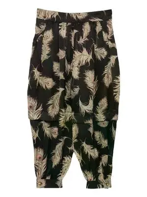 Zimmermann Feather Print Silk Trousers Brown