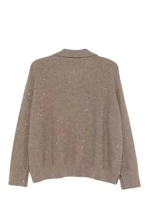 Antonelli Firenze Normandy Sequin-embellished Polo-collar Sweater - Brown