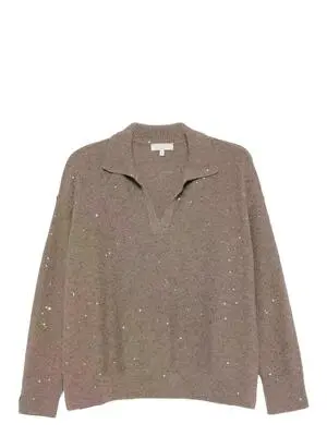 Antonelli Firenze Normandy Sequin-embellished Polo-collar Sweater - Brown