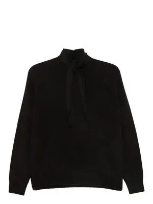 VANISE Tie-fastening Cashmere Sweater - Black