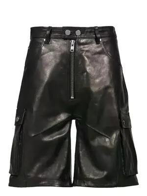 FILTH Leather Cargo Shorts - Black