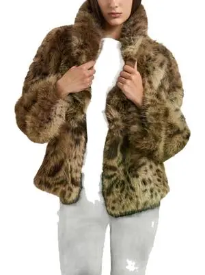 BULLY BULLY Leopard-Print Faux-Fur Coat