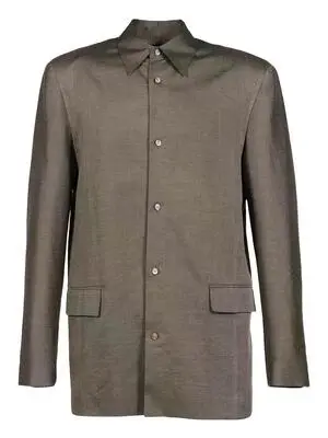 TAAKK Guayabera-style Long-sleeve Overshirt - Brown