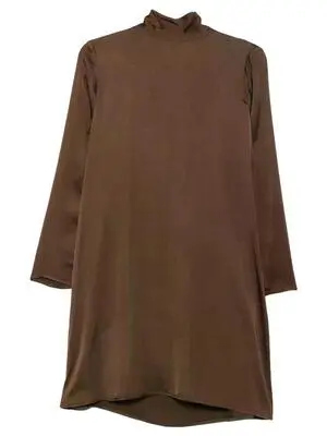 Dixie Bow-detail High-neck Mini Dress - Brown