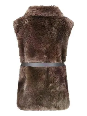 P.a.r.o.s.h Belted Faux-fur Gilet - Brown