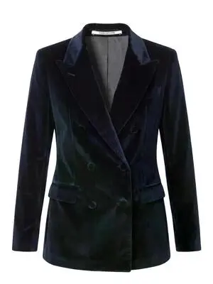 Tagliatore Paris Double-breasted Velvet Blazer - Blue