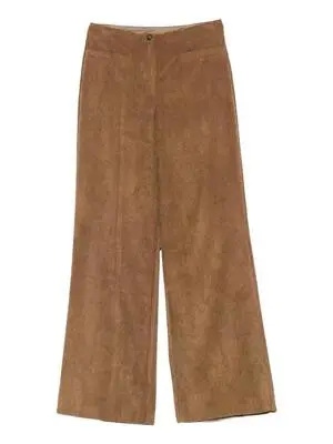 EMME Corduroy-effect Wide-leg Trousers - Brown