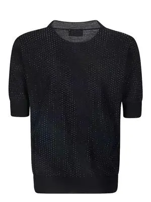 P.a.r.o.s.h Rhinestone-embellished Wool T-shirt - Black