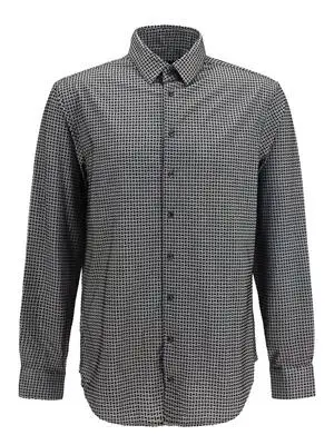 Giorgio Armani Geometric-print Long-sleeve Shirt - Grey