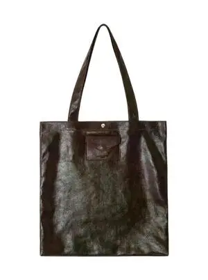 LANCASTER Crinkled-Finish Tote Bag Brown