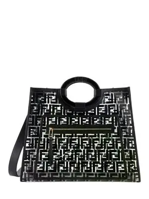 Fendi Runaway Shopper Zucca Pu Medium Tote Bag - Black