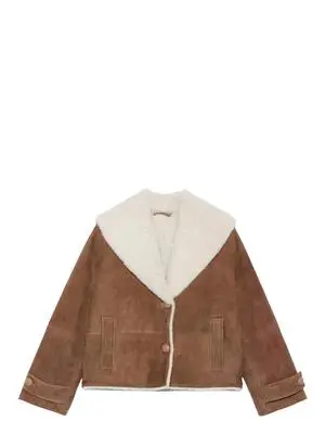 MANZONI 24 Shearling-collar Suede Jacket - Brown