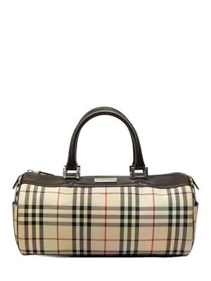Burberry House Check Canvas Barrel Handbag - Neutrals