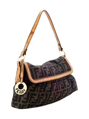 FENDI Fendi Chef Flap Bag Zucca Canvas Small Shoulder Bag