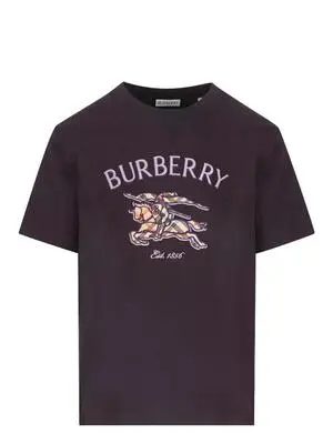Burberry Knight Check Cotton T-shirt - Purple