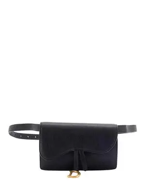 Dior Saddle Rectangular Leather Belt Bag - Black