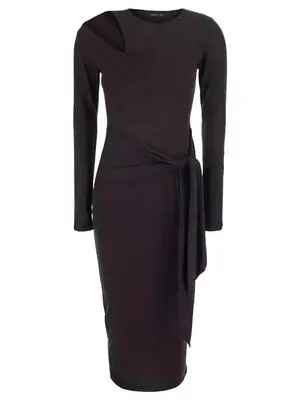 Federica Tosi Midi Cut-out Tie-fastening Dress - Brown