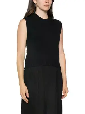 Eric Bompard Sleeveless Ribbed-trim Sweater - Black