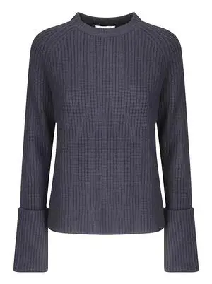 ELY ELY Ribbed-knit Raglan-sleeves Sweater - Grey