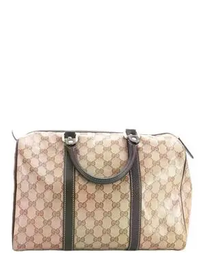 Gucci Joy Boston Bag Gg Coated Canvas Satchel - Brown