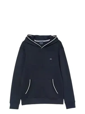 Paul & Shark Logo-embroidered Contrast-trim Hoodie - Blue