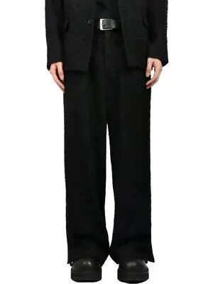 FILTH Textured Wide-leg Trousers - Black