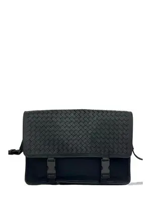 Bottega Veneta Nappa Intrecciato And Nylon Messenger Bag Crossbody Bag - Black