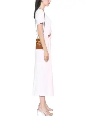 Fendi Mini Patent And Canvas Sunshine Shopper Tote Satchel - Brown