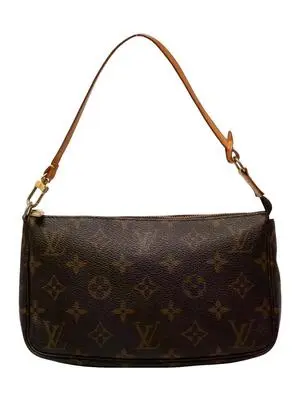 LOUIS VUITTON 2002 Monogram Pochette Accessoires Shoulder Bag Brown