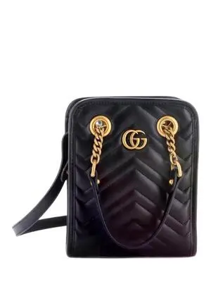 Gucci Gg Marmont Handle Matelasse Leather Mini Crossbody Bag - Black