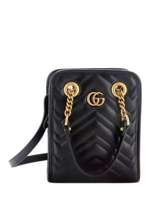 Gucci Gg Marmont Handle Matelasse Leather Mini Crossbody Bag - Black