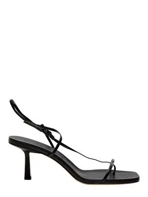 Studio Amelia Cross Front Leather Sandals - Black