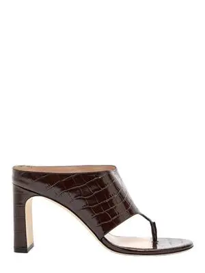 STUART WEITZMAN Babette 85 Crocodile-effect Leather Sandals - Brown