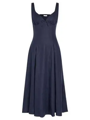 Faithfull The Brand Adalee Linen Midi Dress - Navy