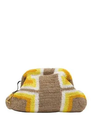 AMONG EQUALS Patterned Wool-blend Clutch - Yellow