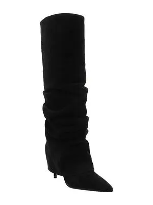 Schutz Mikki Up Cloak Suede Knee High Boots - Black