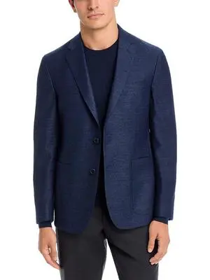 Bloomingdale'S Textured Weave Wool Blend Extra Soft Jacket - Navy