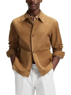 BOSS C-mandrian Leather Jacket - Medium Beige