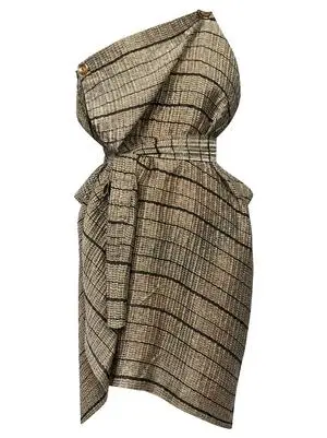 STUART TREVOR Pirate Metallic Stripe Textured Dress - Silver
