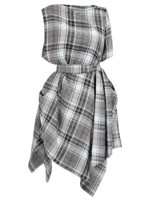 STUART TREVOR Tartan Pirate Dress - Grey/blue