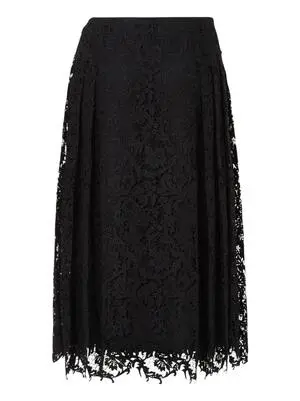 Fendi Macramé Lace Midi Skirt - Black