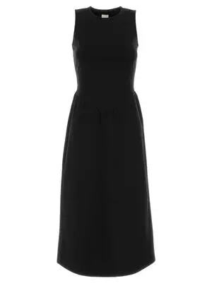 Calvin Klein Interlock Crewneck Flare Midi Dress - Black
