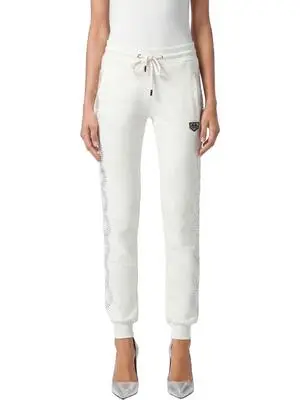 Philipp Plein Rhinestone Embellished Jersey Jogging Trousers - Ivory