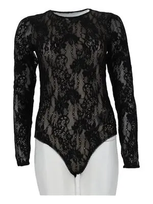 Zimmermann Long Sleeve Lace Bodysuit - Black