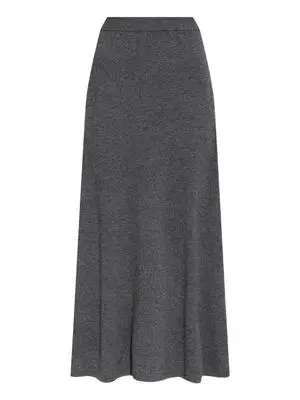LISA YANG Lisa Yang Ribbed Trim Cashmere A-Line Midi Skirt With Elasticated Waist Grigio